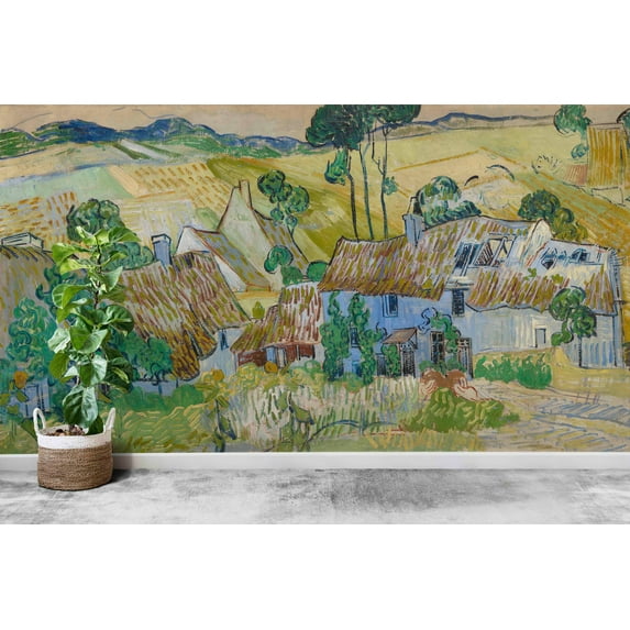 3d Wallpaper, Farms Near Auvers, Paper Wall Art Modern Wallpaper, Oil ...