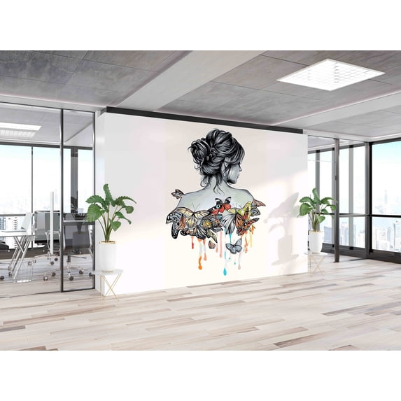 3d Wallpaper, Girl And Butterflies Drawing, Abstract Wallpaper, Modern ...