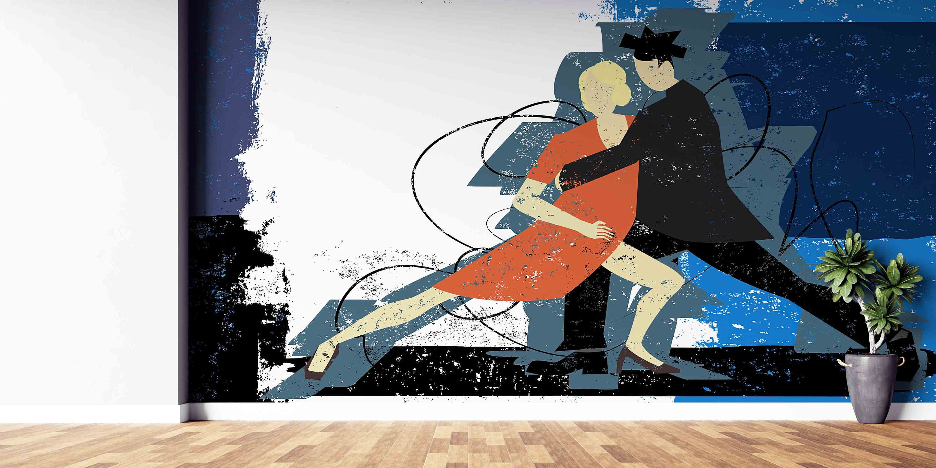 3d Wallpaper, Modern Wallpaper, Couple Doing Tango, Paper Wall Art Wallpaper Wall Art, Dancing ...