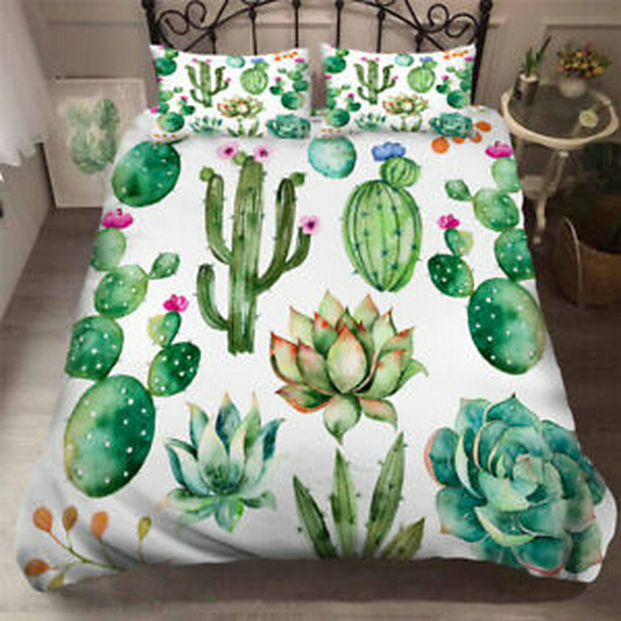 3d Watercolor Cactus Bedding Quilt Cover Quilt Core Protector ...