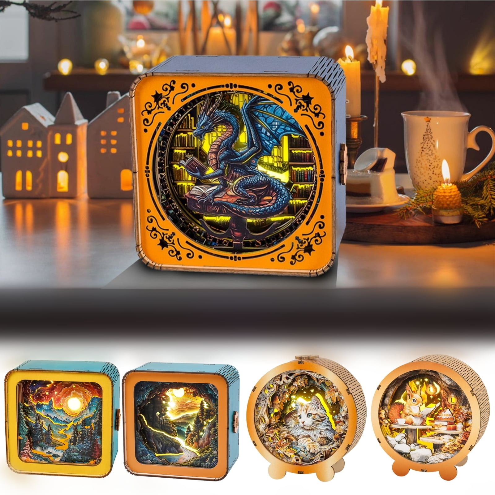 3D Wooden Puzzle Night Light Diy Puzzles for Adults Eye Care Night ...