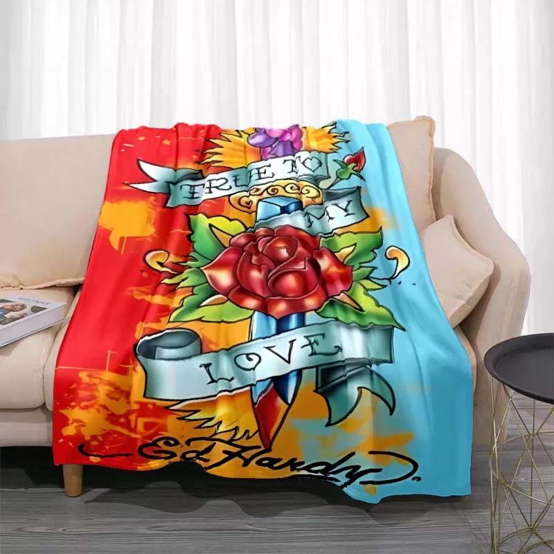 3dED- HARDY Tattoo Tiger Skull Blanket Living Room Bedroom Sofa Soft ...