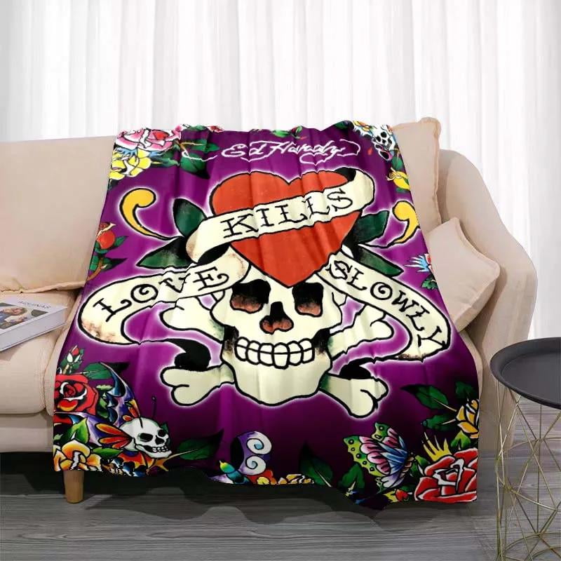 3dED- HARDY Tattoo Tiger Skull Blanket Living Room Bedroom Sofa Soft ...