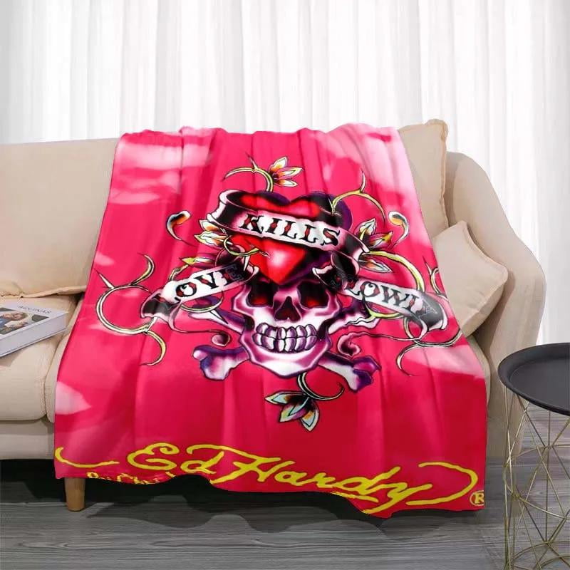 3dED- HARDY Tattoo Tiger Skull Blanket Living Room Bedroom Sofa Soft ...