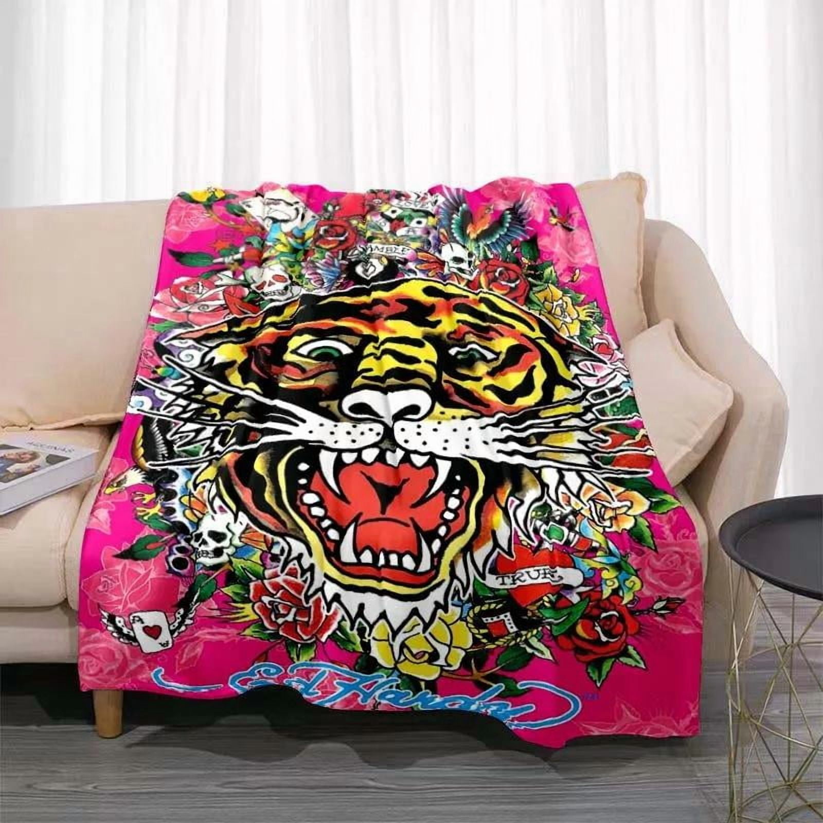 3dED- HARDY Tattoo Tiger Skull Blanket Living Room Bedroom Sofa Soft ...