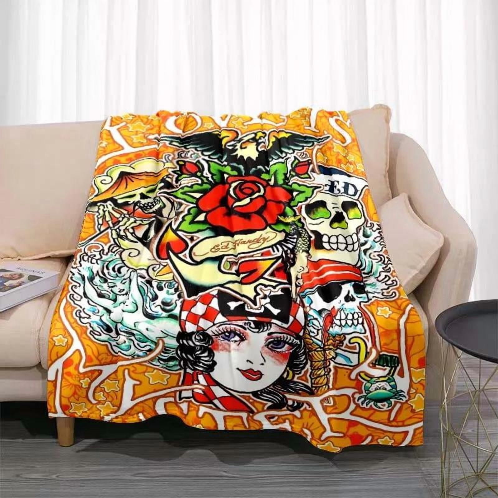 3dED- HARDY Tattoo Tiger Skull Blanket Living Room Bedroom Sofa Soft ...