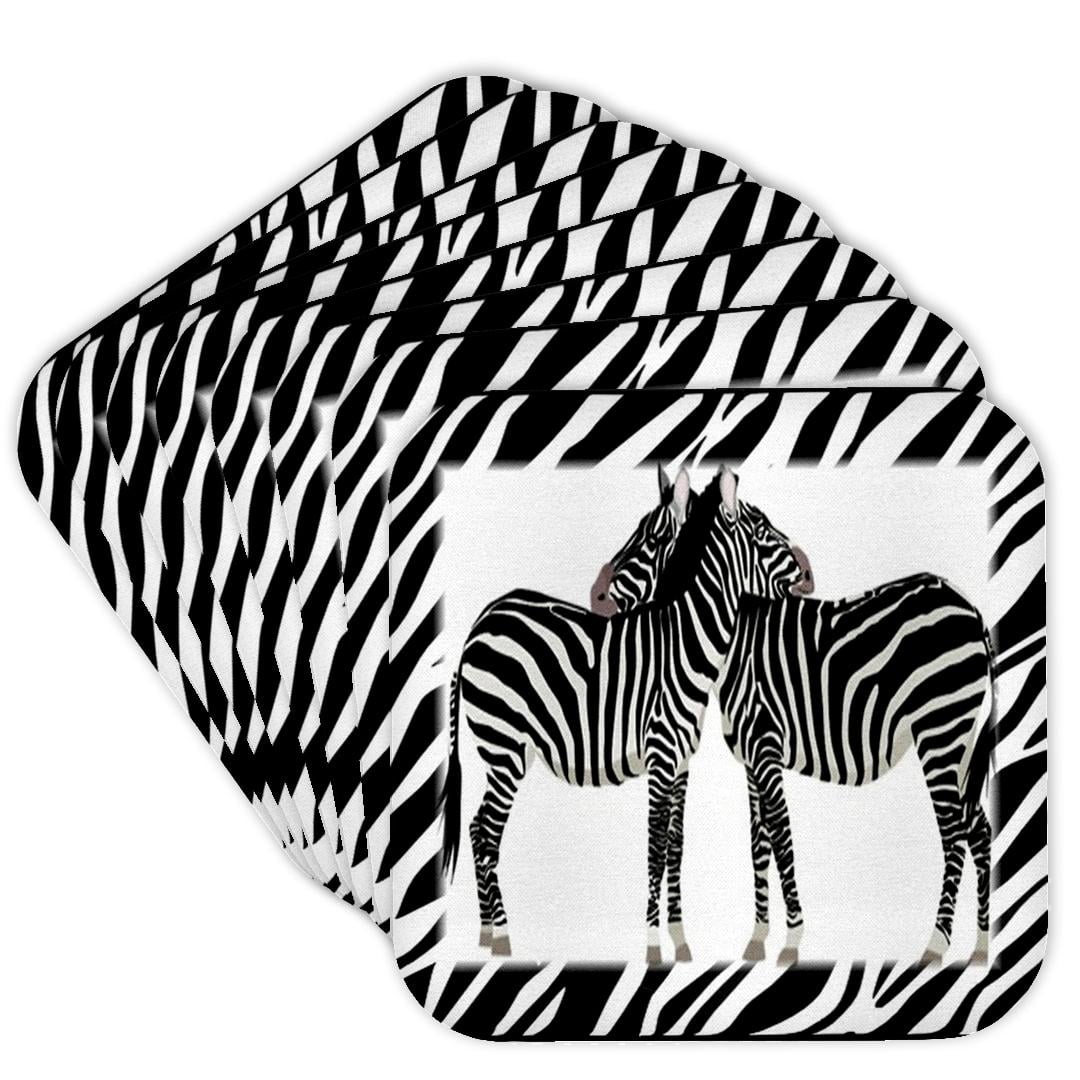 3drose, 2 Zebras Hug with Zebra Frame, Set of 8 Coasters - Soft ...