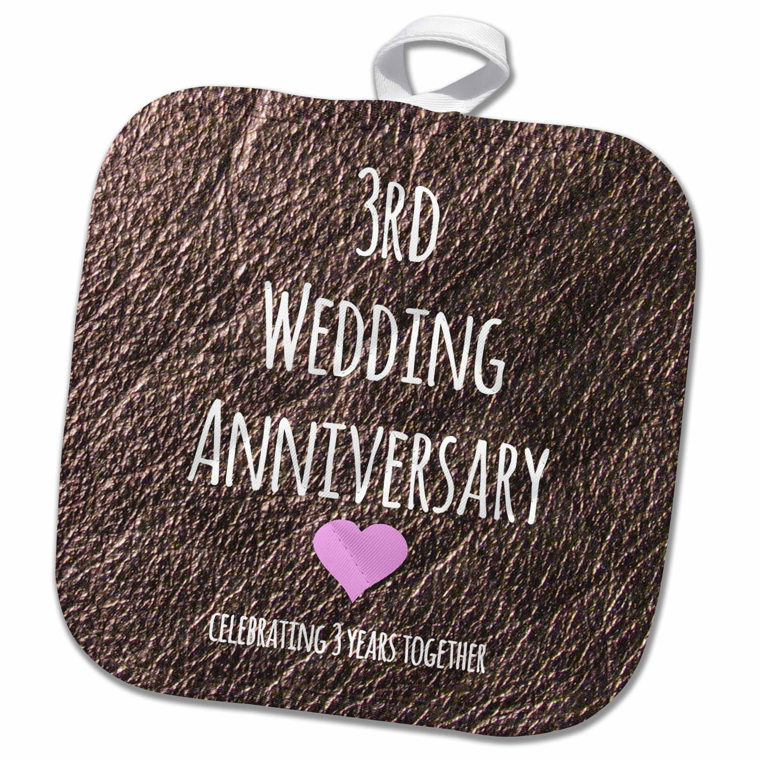 3dRose 3rd Wedding Anniversary gift - Leather celebrating 3 years ...