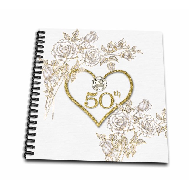 3dRose 50th Golden Wedding Anniversary in Faux Gold Glitter Heart on ...