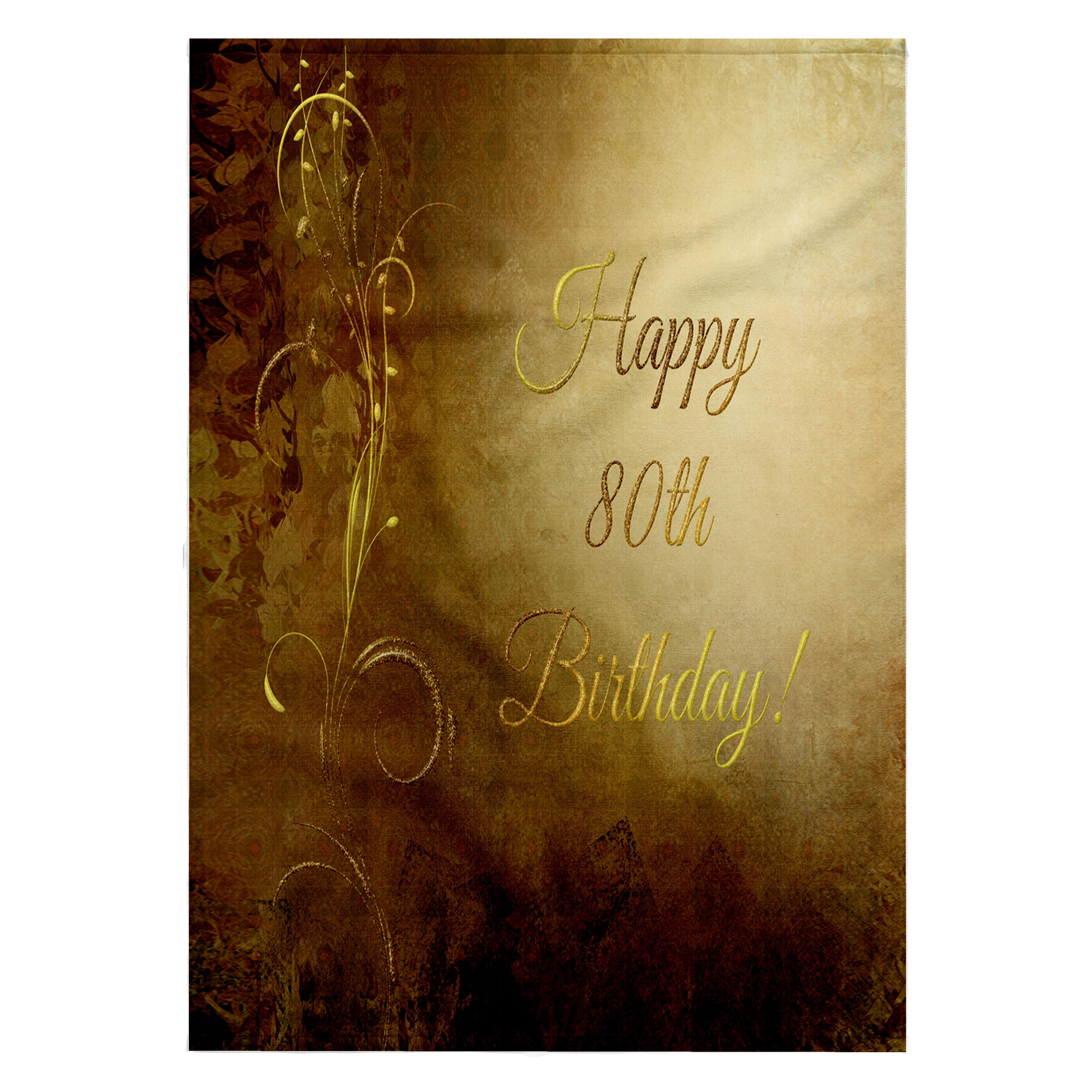 3dRose, 80th Birthday, Elegant Gold Vine on Gold Background, 22x30 Bath ...