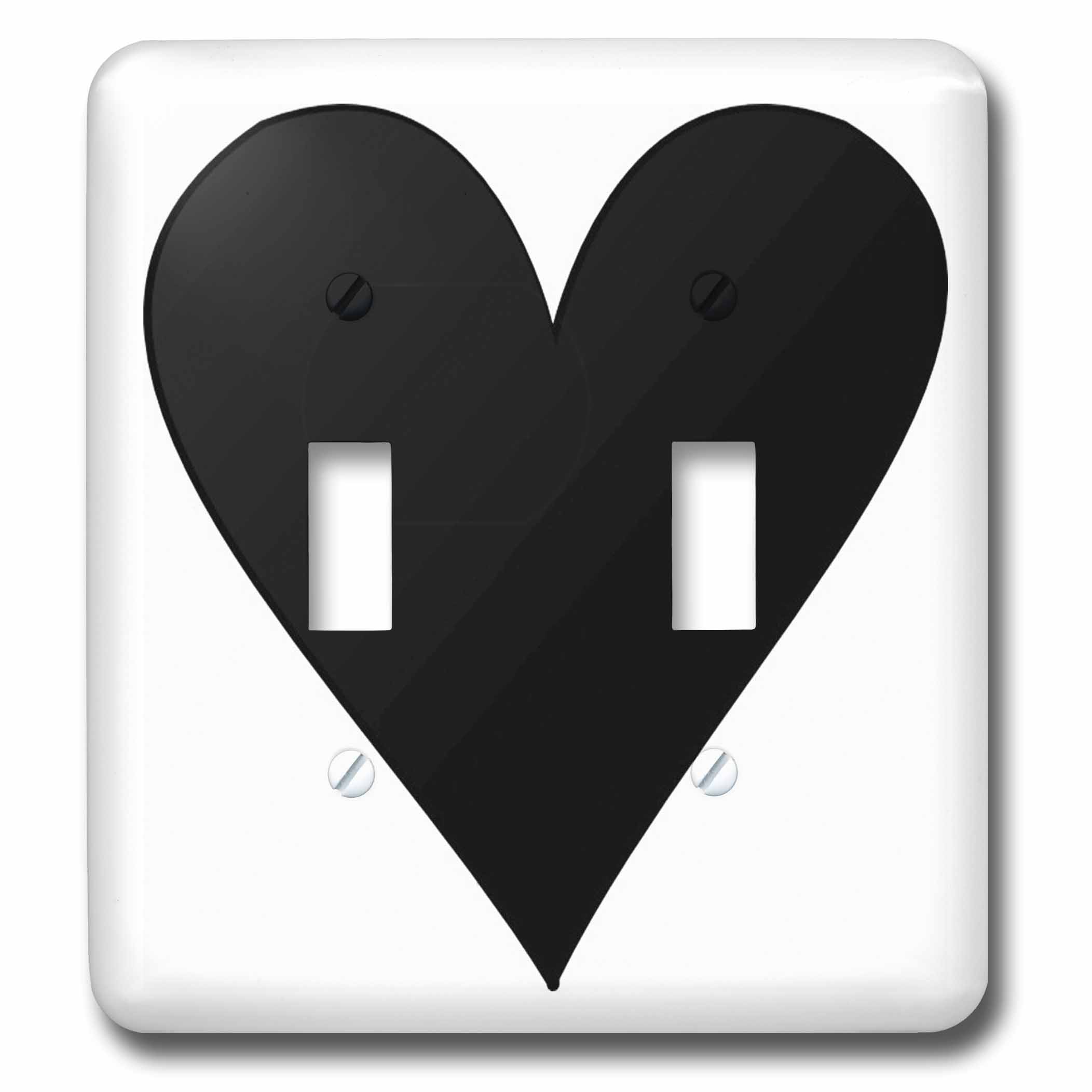 3dRose, A Black Heart On White, double toggle switch - Walmart.com