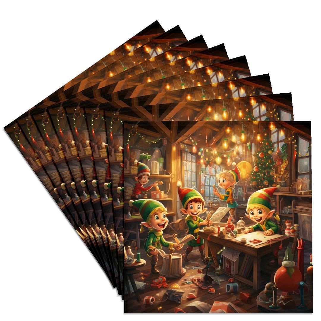 3drose, a Christmas Illustration of a Group of Elves Working in the ...