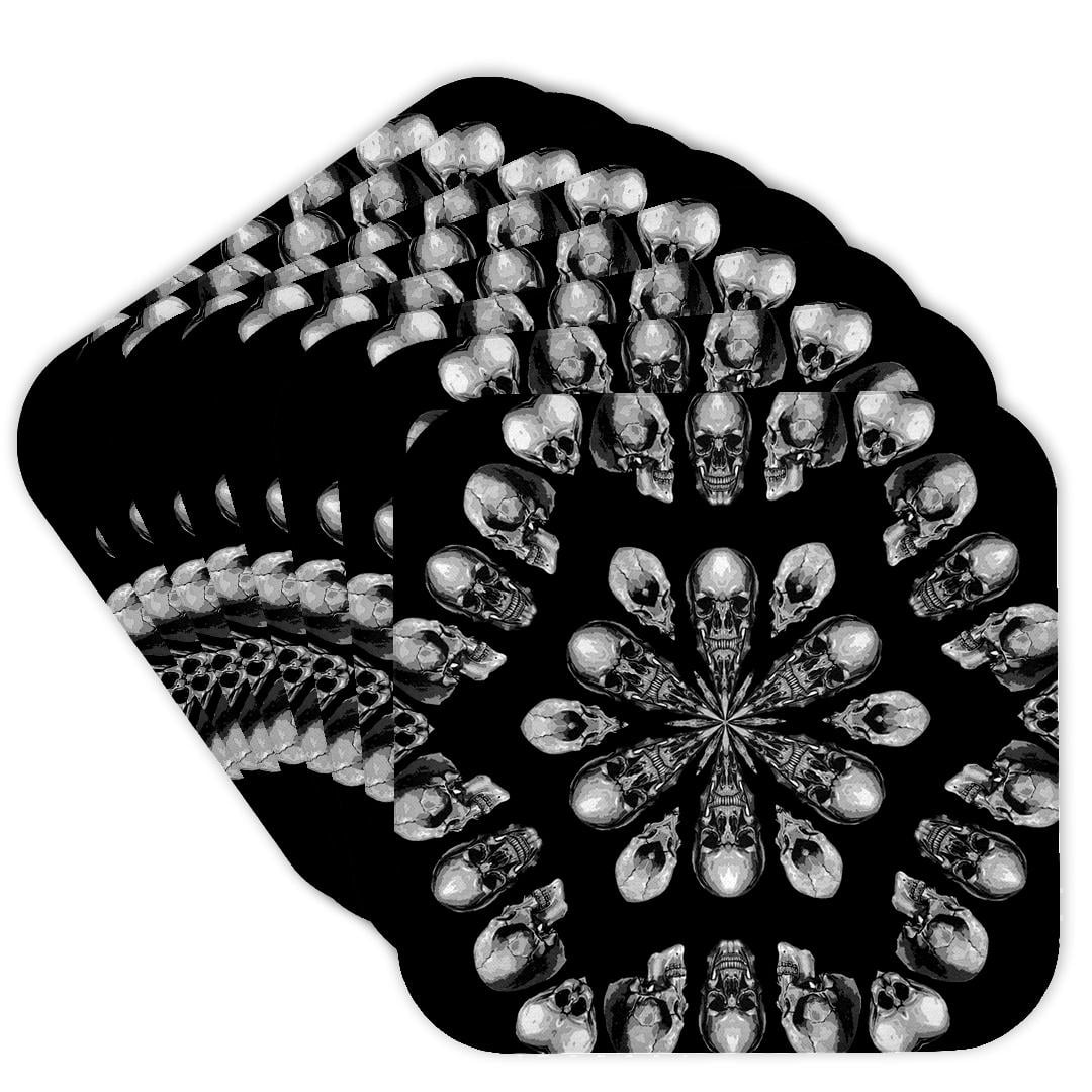 3dRose, A Death Hex Skull Vector Art Kaleidoscope, Set of 8 Coasters ...