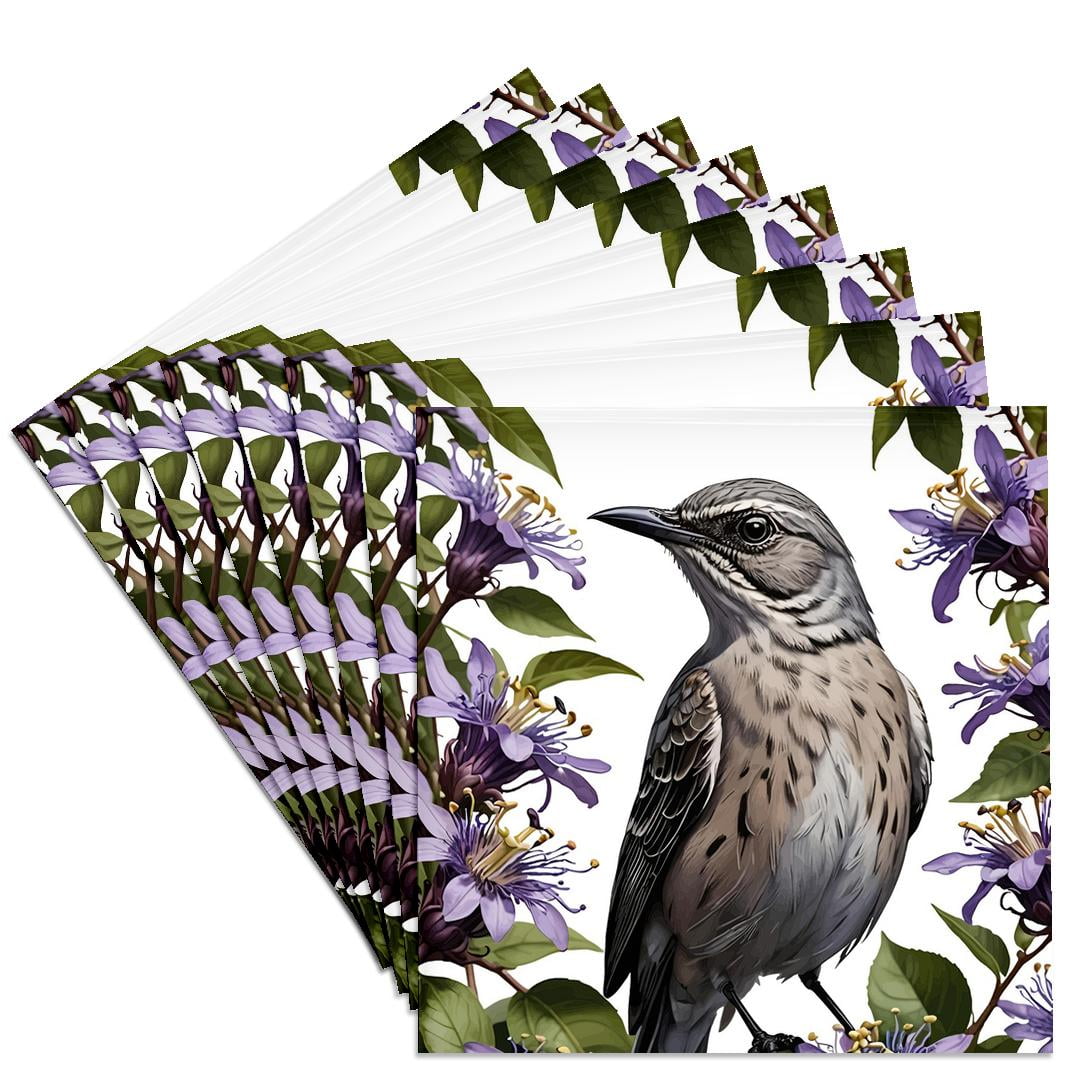 3drose, a Mockingbird by Purple Passionflower Flowers, Set of 8 Ceramic ...