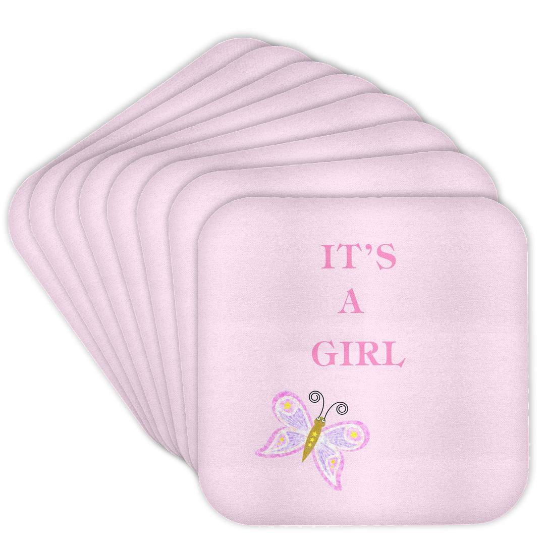 3dRose, A New Baby Girl With Pink Butterflies, Set of 8 Coasters - Soft ...