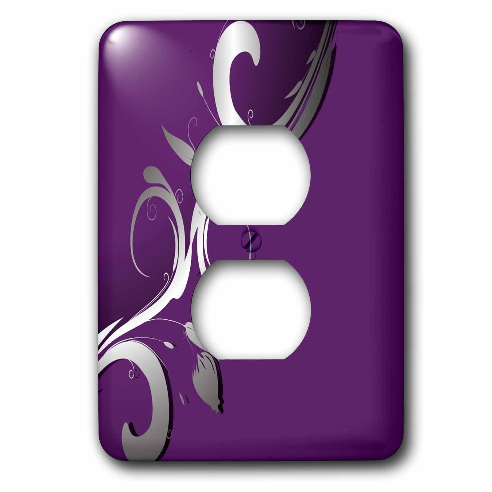 3dRose, A Purple Background With A Sliver Flourish Overlay, 2 plug ...