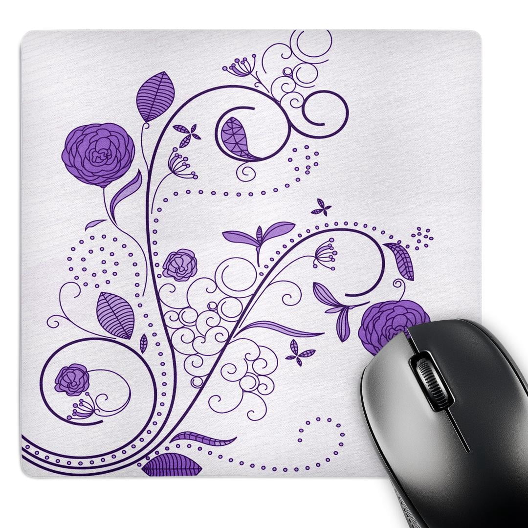 3dRose, A Purple Flourish With Flowers and Leaves And Cute Little Dots ...