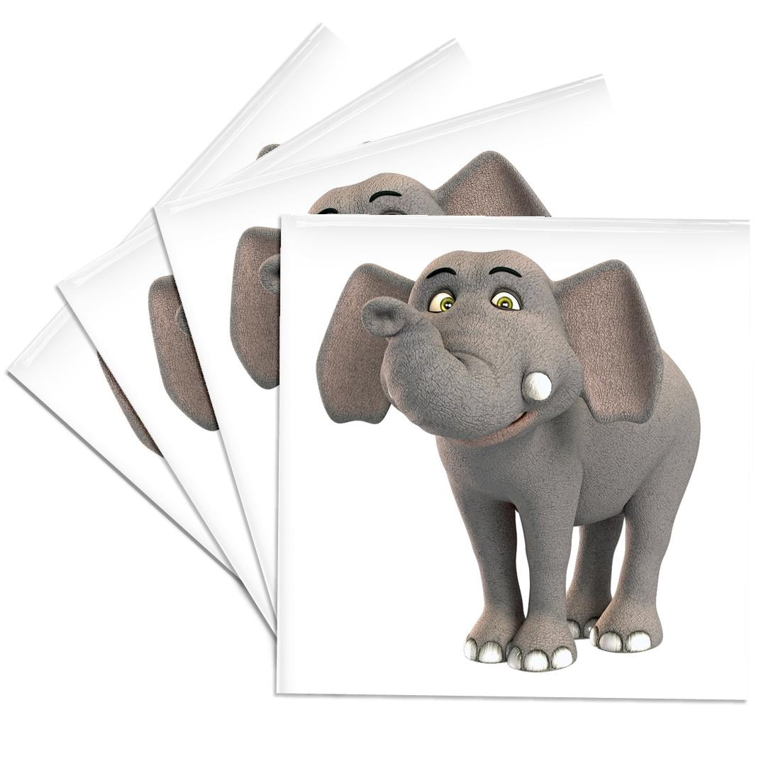 3drose, a Baby Cartoon Elephant Smiling, Set of 4 Ceramic Tile Coasters ...