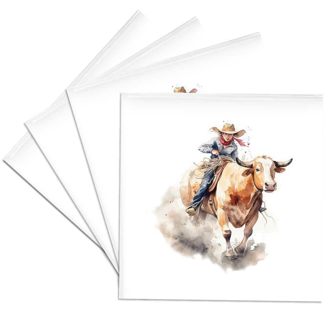 3drose, a Charming Brave Cowboy Rides a Bull During Rodeo. Western Gift ...