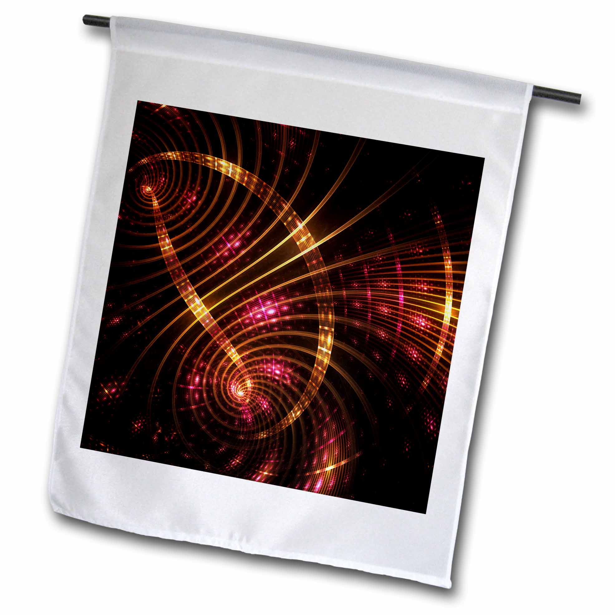 3dRose A modern pink and golden abstract music fractal - Garden Flag ...