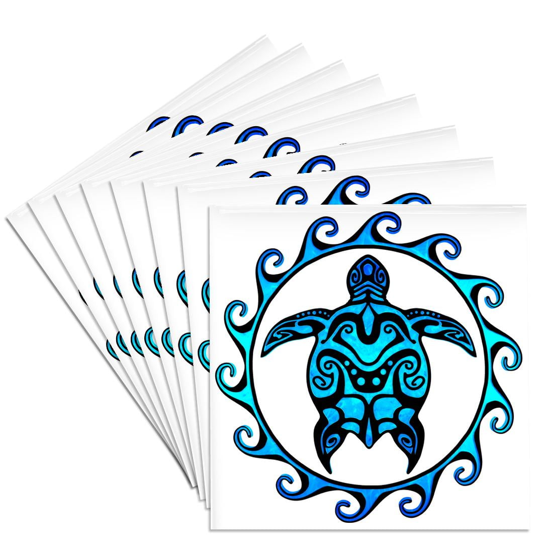 3dRose, A ocean blue tribal honu sea turtle in a Maori Sun Polynesian ...