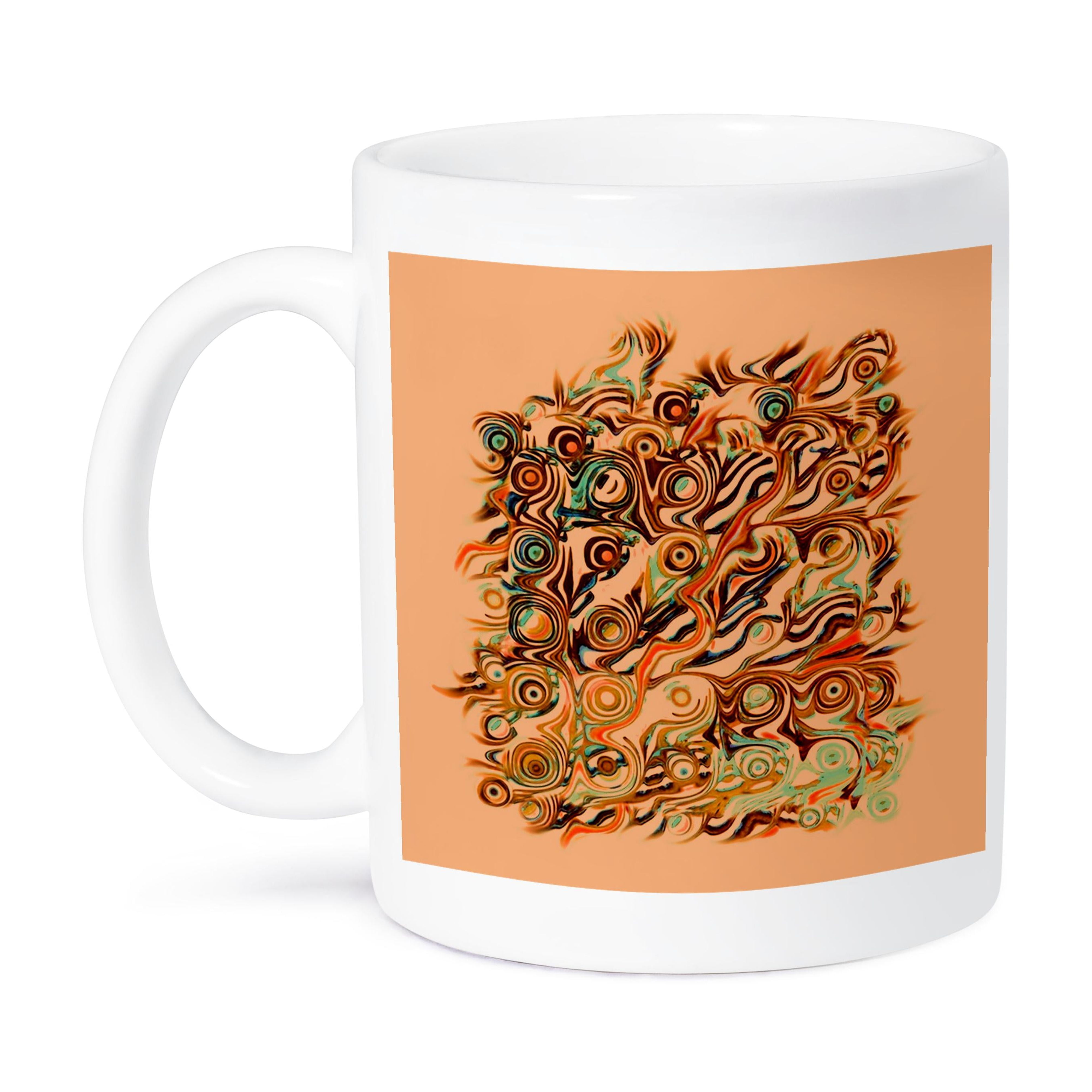 Abstract Tree Roots In Gold Orange On Salmon Background, 11oz Mug ...