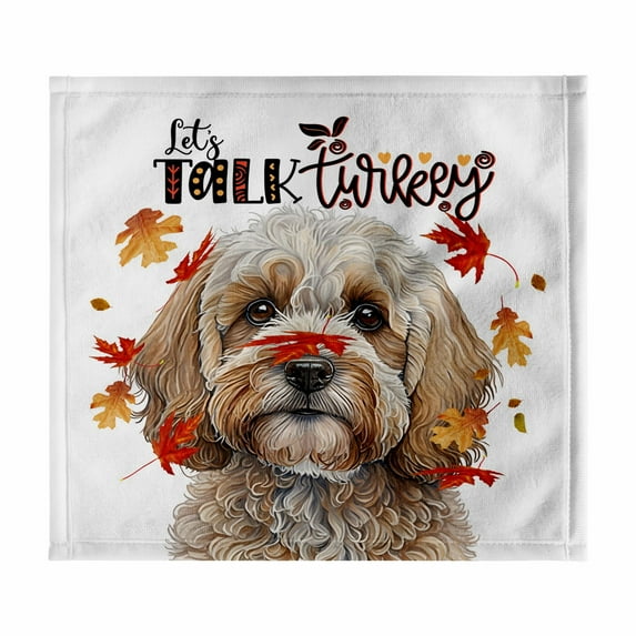 3dRose, Adorable Cockapoo Dog Talks Turkey on Thanksgiving with Fall ...