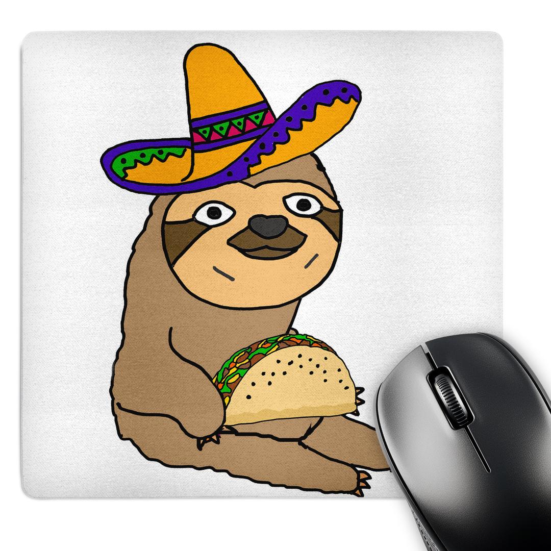 3dRose, Amusing Cute Sloth wearing Sombrero and eating Taco Cartoon ...