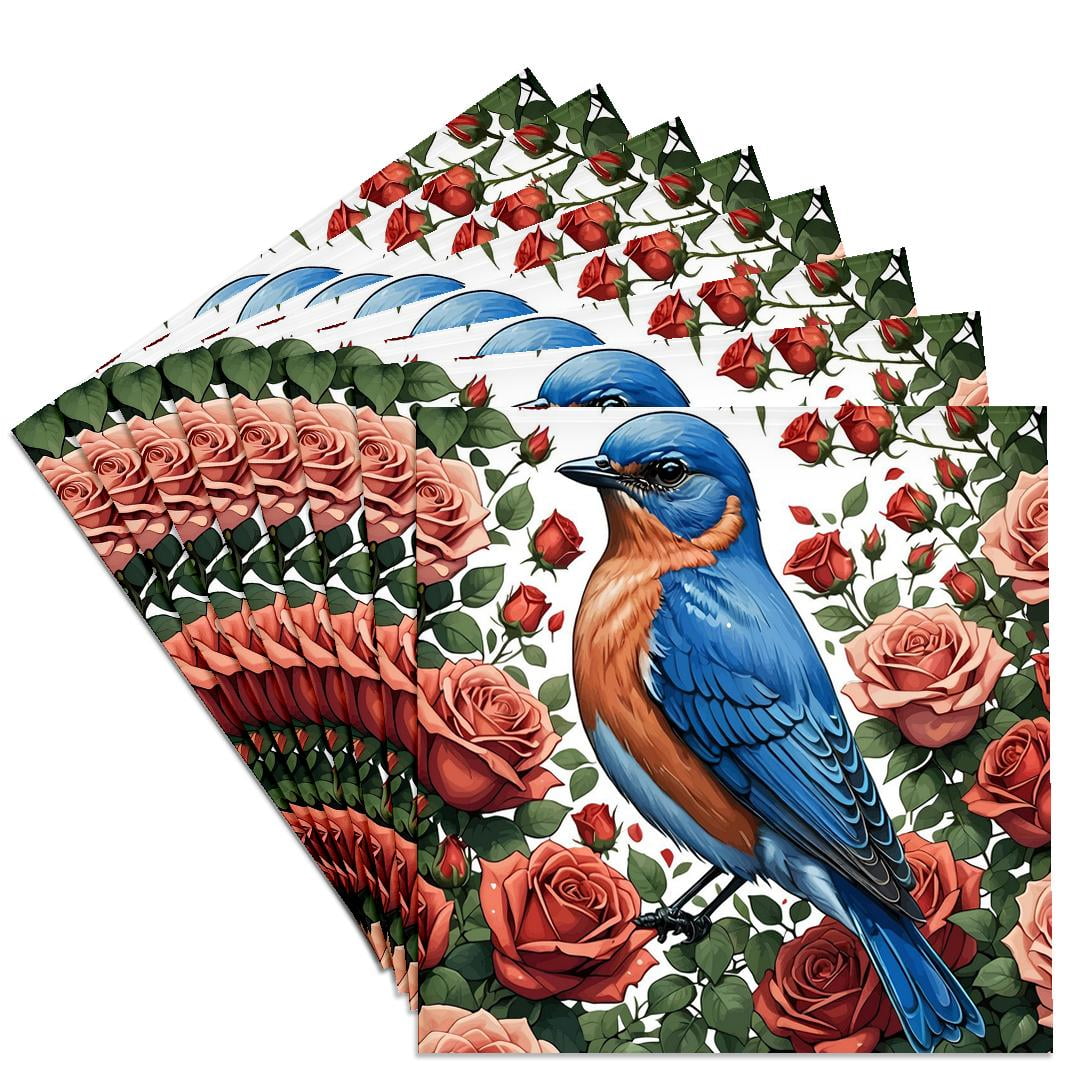 3drose, an Eastern Bluebird Surrounded by New York Roses 2, Set of 8 ...