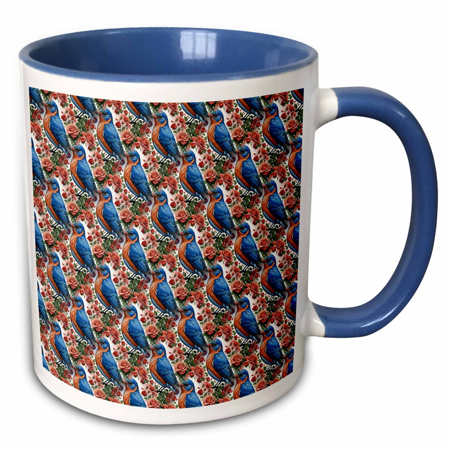 3drose, an Eastern Bluebird Surrounded by New York Roses Pattern, 11oz ...