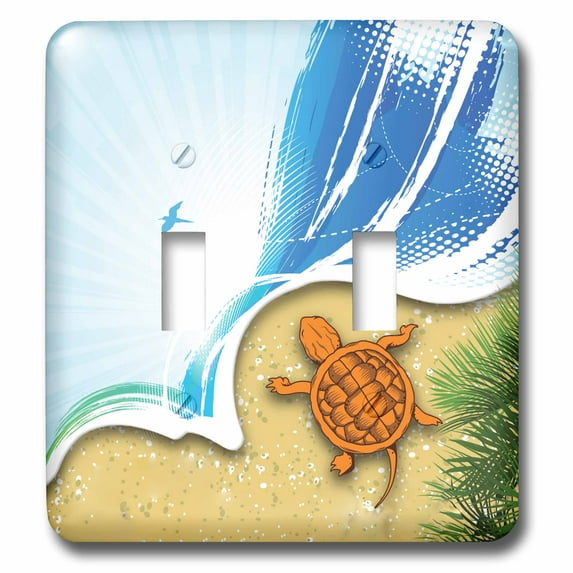 3dRose, An Ocean and Beach Scene With A Sea Turtle, double toggle ...