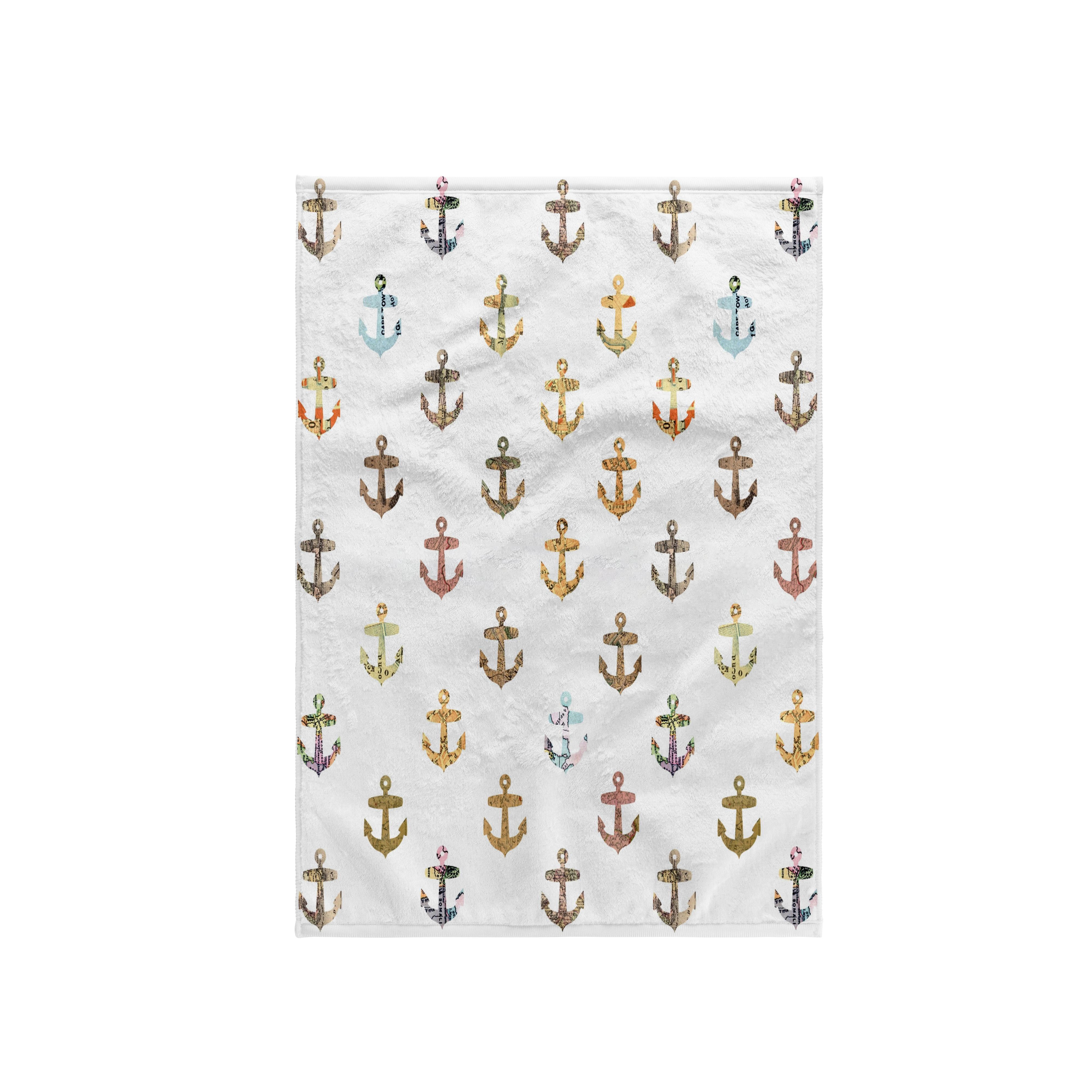 3dRose, Anchors pattern - vintage map anchor cutouts - white beige pink ...