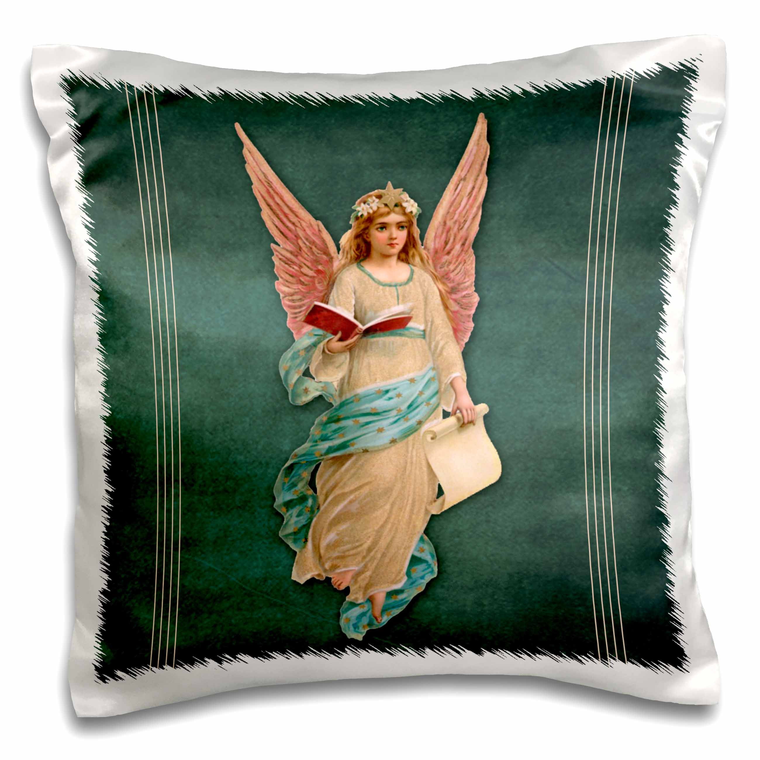 3drose, Angel in Peach Robe with Teal Sash and Rose Wings on a Teal ...