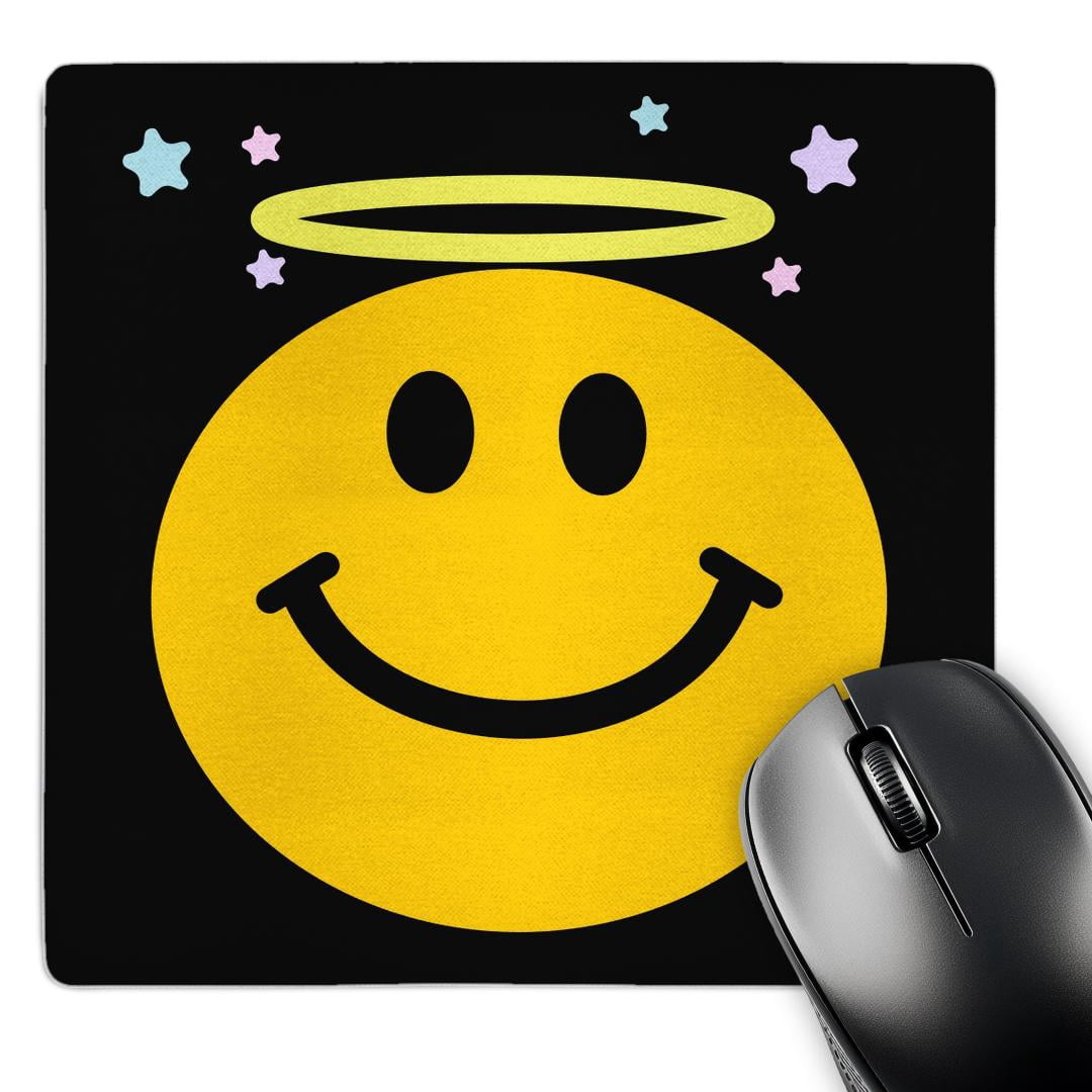 3dRose, Angel smiling face on black angelic yellow happy smilie with ...