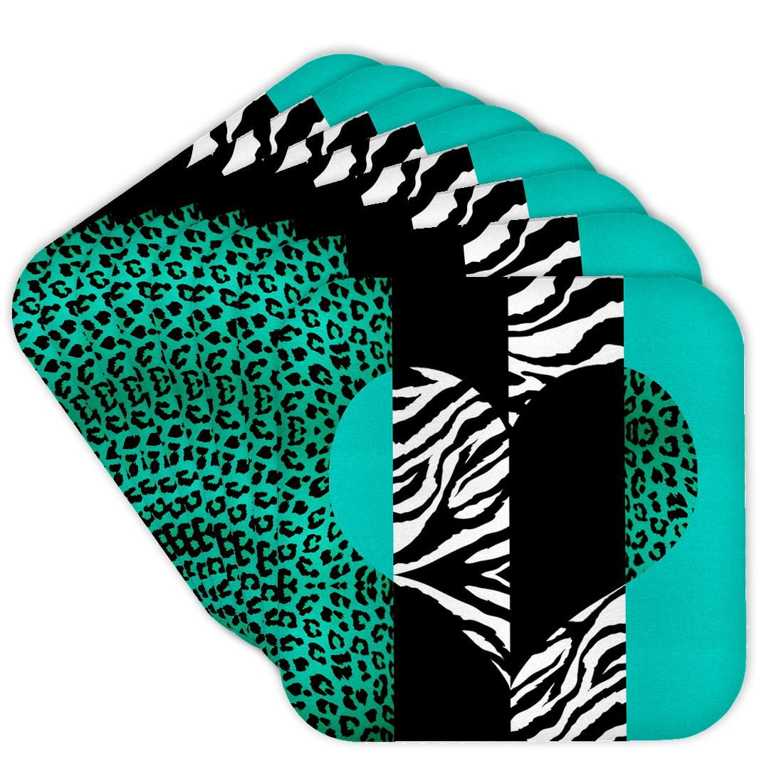 3dRose, Aqua Blue Black and White Animal Print - Leopard and Zebra ...