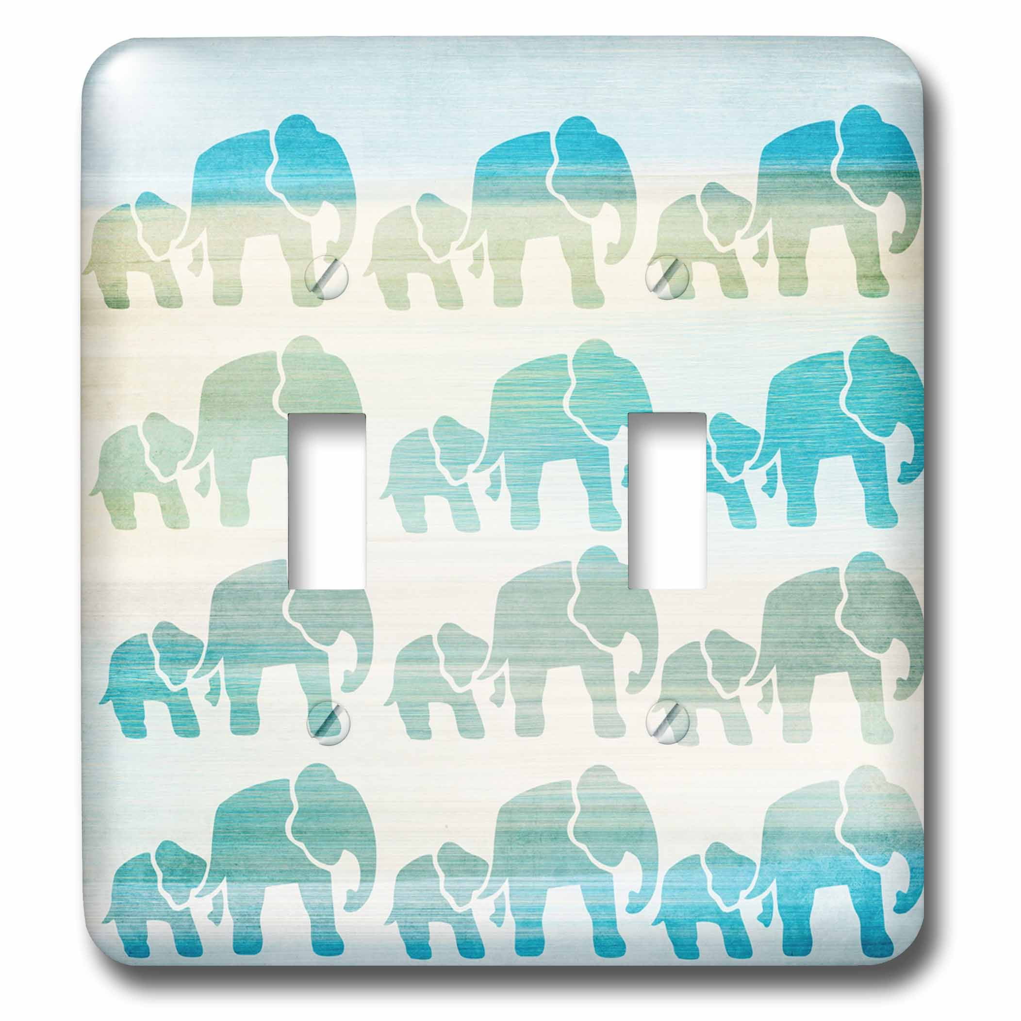 3dRose, Aqua Mom and Baby Elephants animals, double toggle switch ...