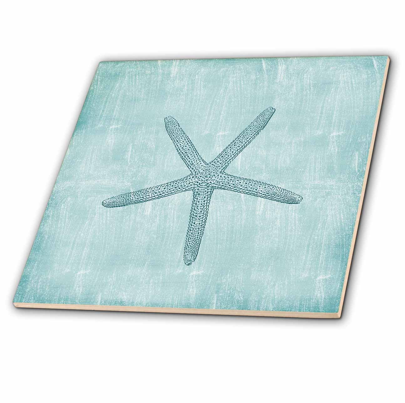 3dRose, Aqua Starfish Abstract beach theme, 8 Inch Ceramic Tile ...