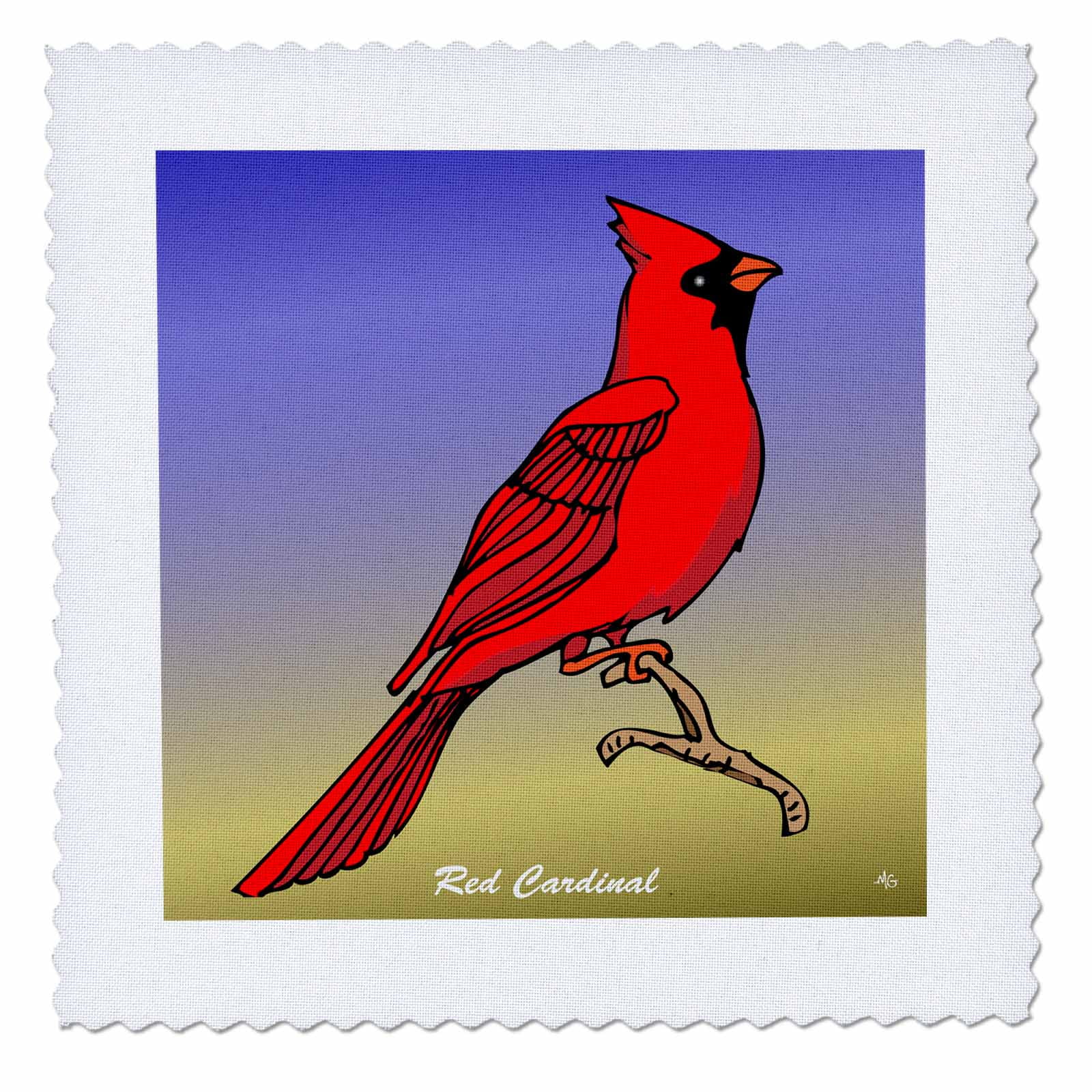 3dRose BIRDS red cardinal 3 on gradient - Quilt Square, 6 by 6-inch ...