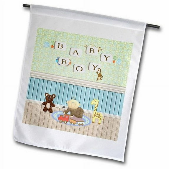 3dRose, Baby Boy in Room with Toys, Beaded Baby Boy Words on Wall, 12 x ...