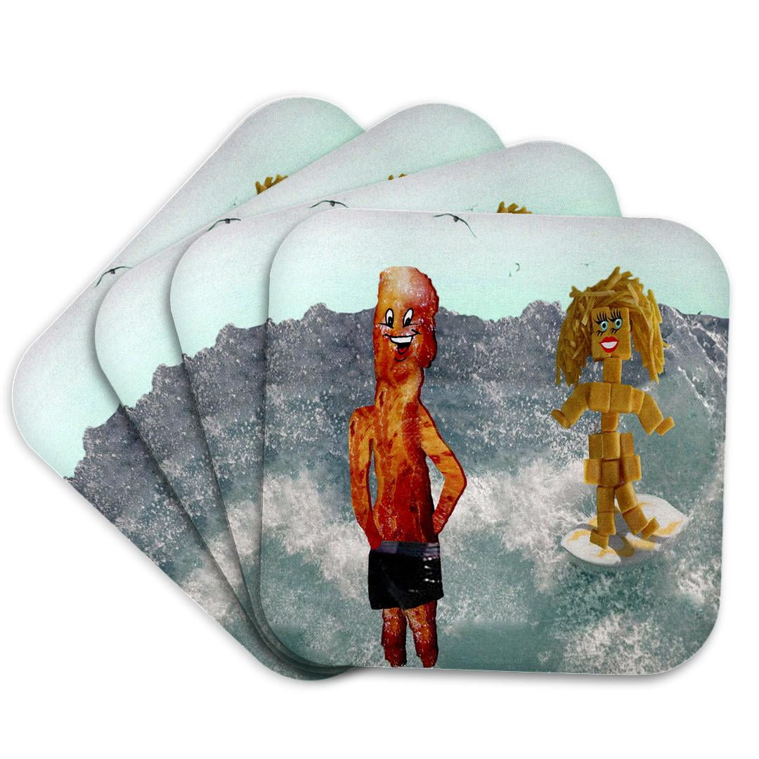 3drose, Bacon and Cheddar Cheese at the Ocean, Set of 4 Coasters - Soft ...