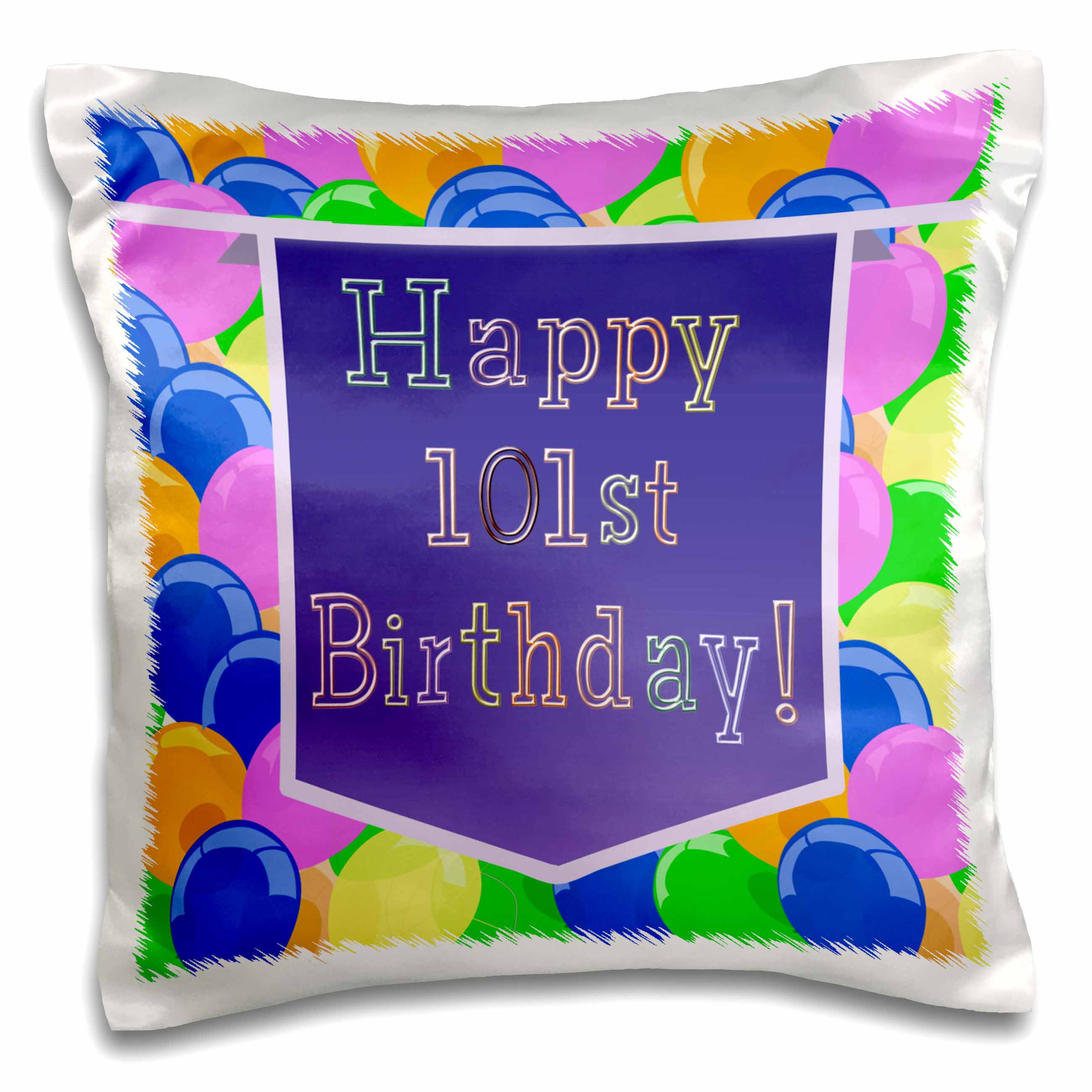 3dRose, Balloons with Purple Banner Happy 101st Birthday, 16x16 inch ...