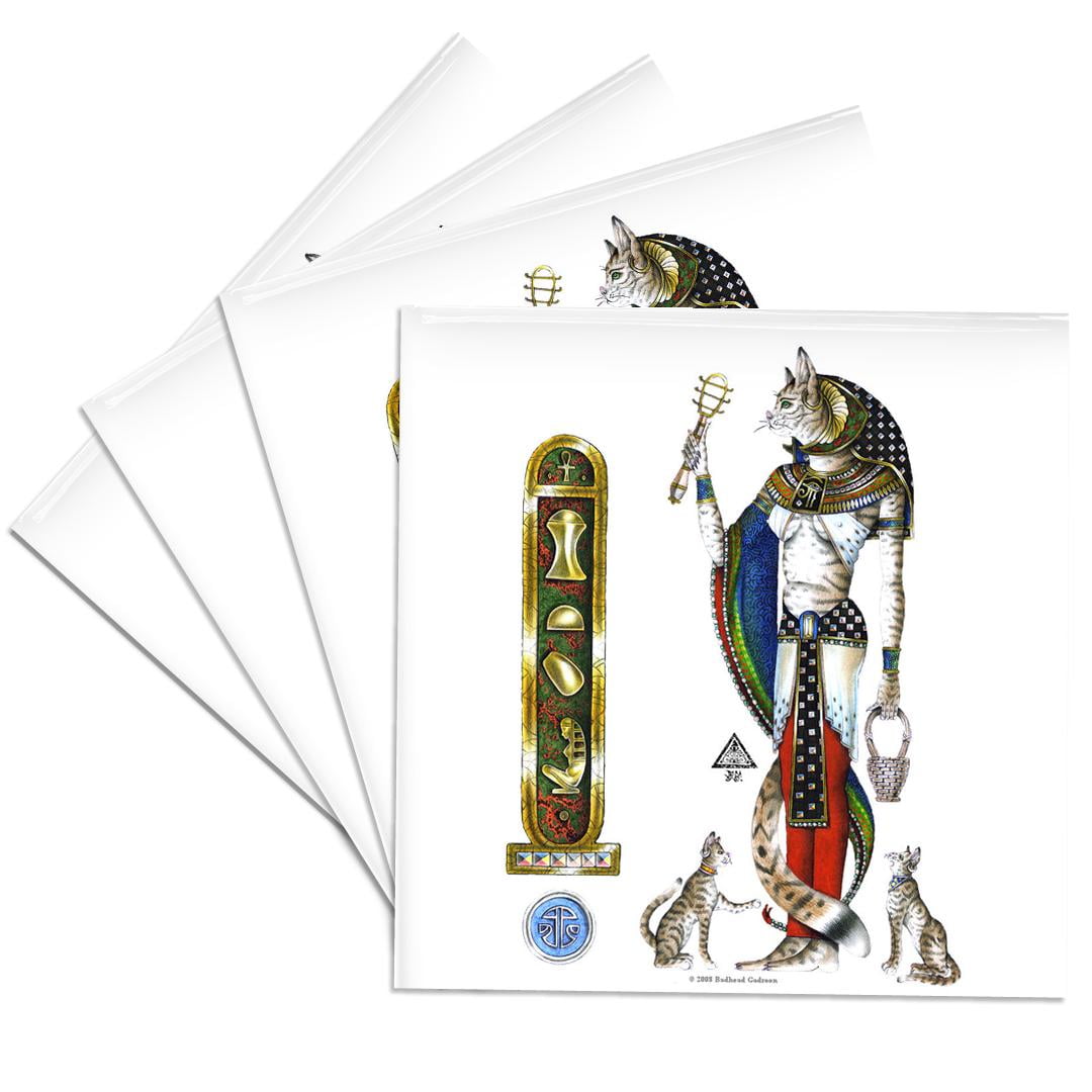 3dRose, Bast Egyptian Cat Goddess Pagan Art on white background, Set of ...
