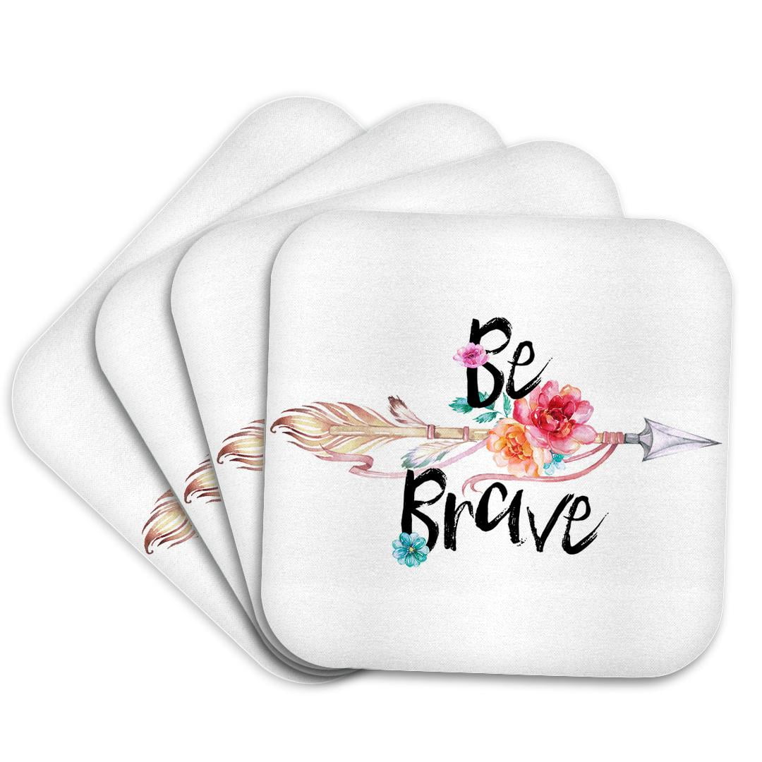 3drose, Be Brave Floral Arrow, Set of 4 Coasters - Soft - Walmart.com