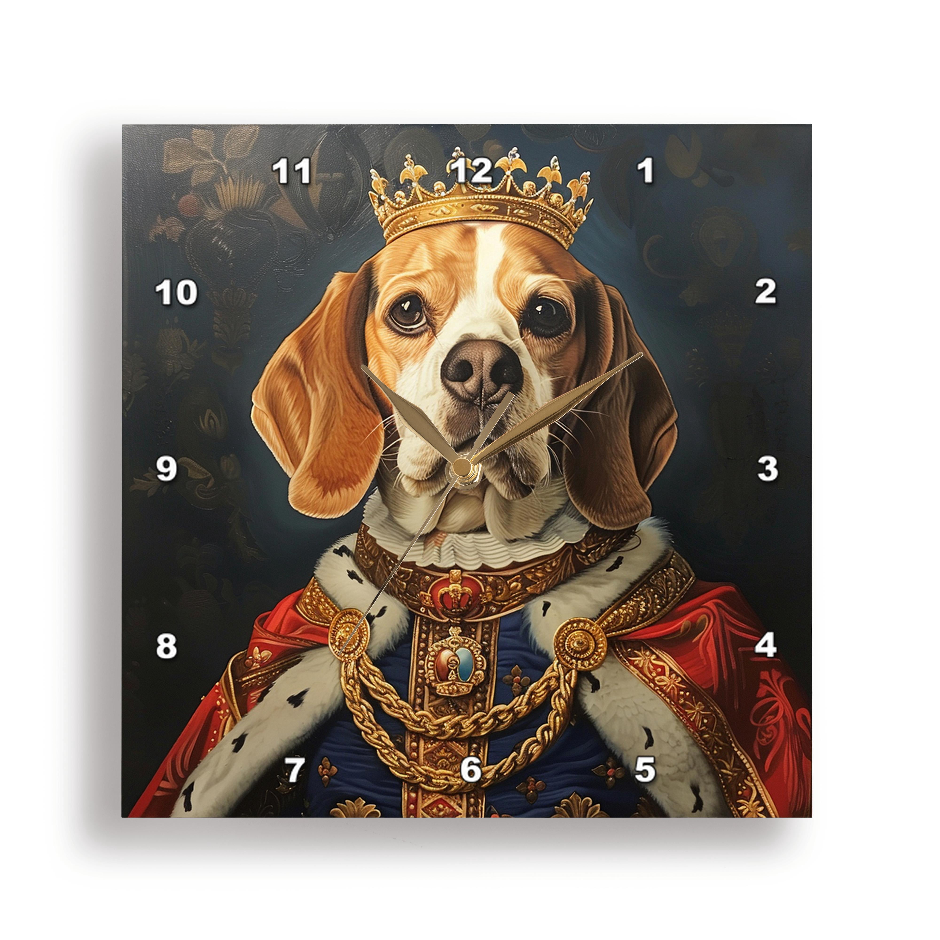 3dRose, Beagle Royal Portrait Canine Majesty, 13x13 Wall Clock ...
