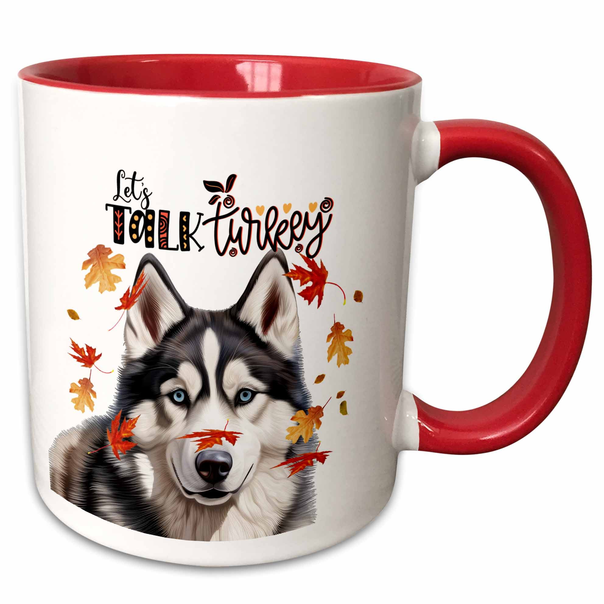 3drose, Beautiful Husky Dog Talks Turkey for Thanksgiving with Fall ...