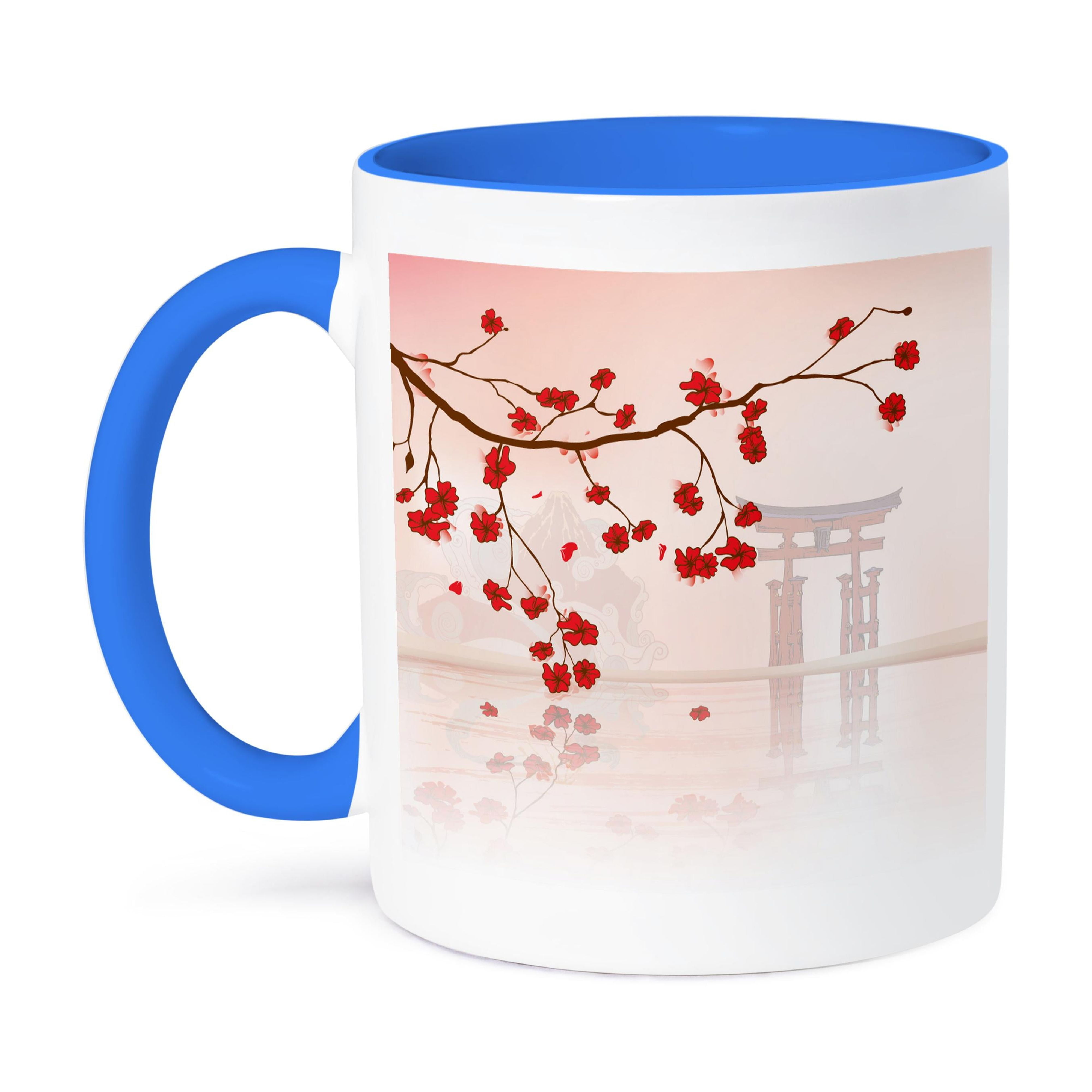 3dRose, Beautiful Japanese Sakura Red Cherry Blossoms Branching ...