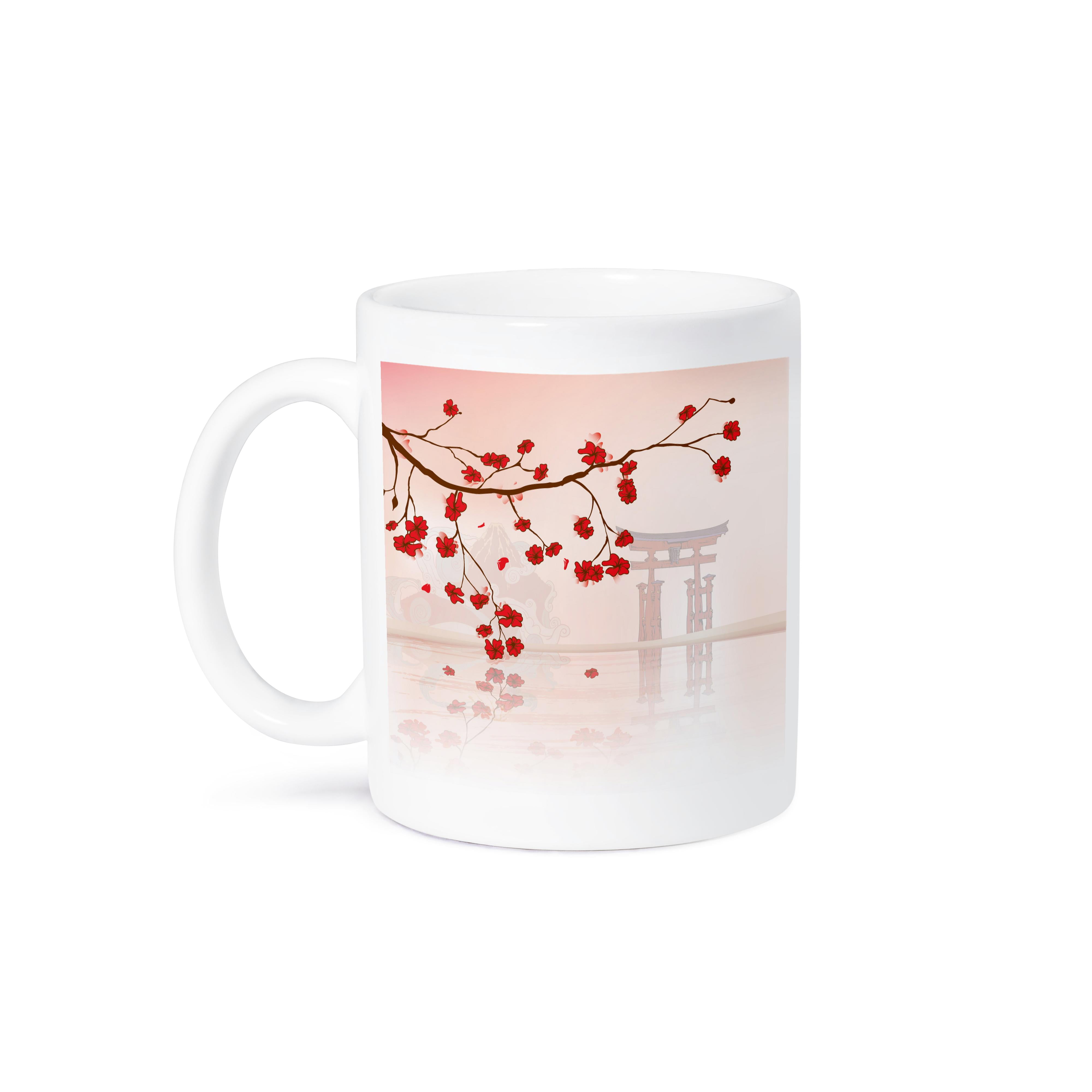 3dRose, Beautiful Japanese Sakura Red Cherry Blossoms Branching ...