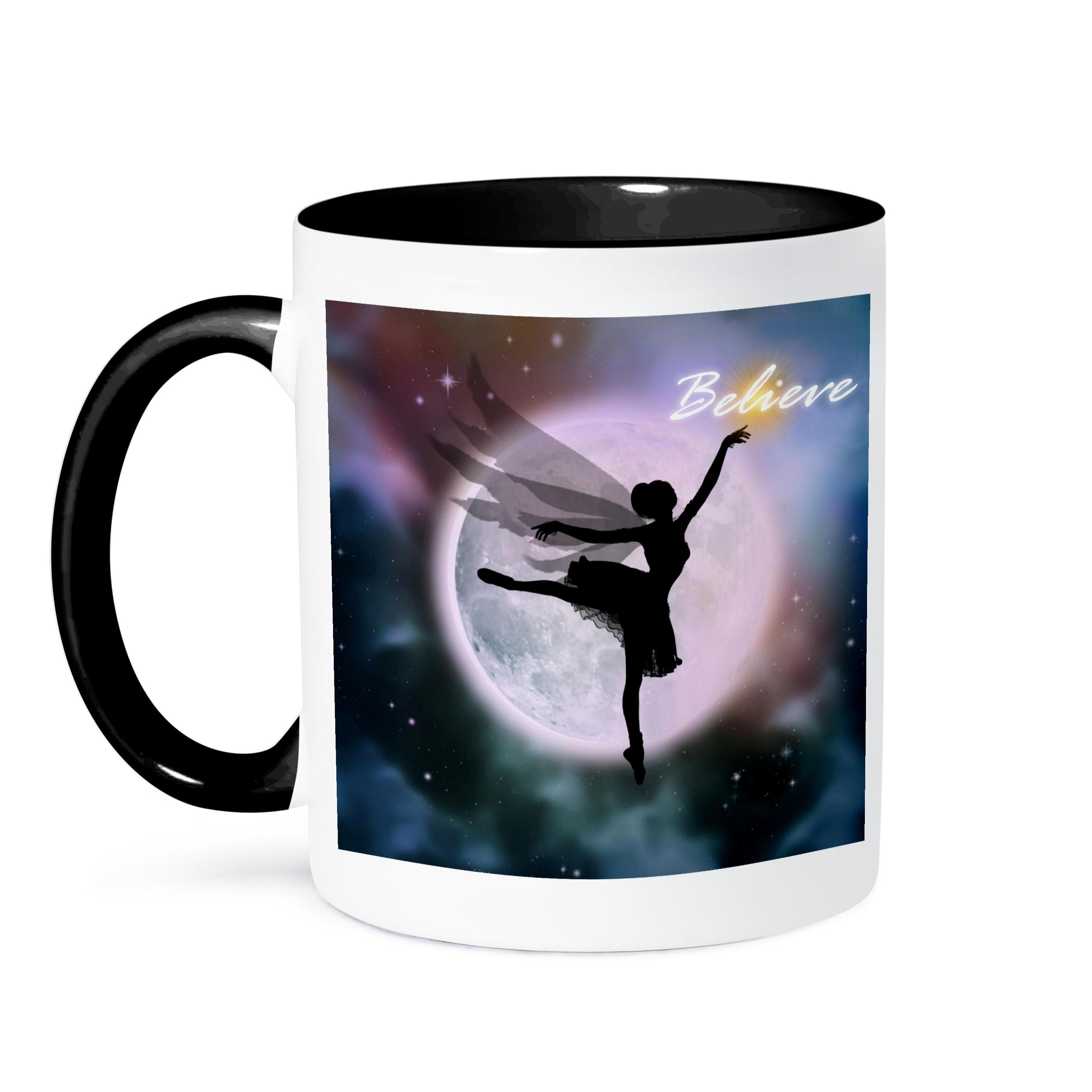 3dRose, Believe, Fairy Dancing in Front Of Full Moon, 15oz Two-Tone ...