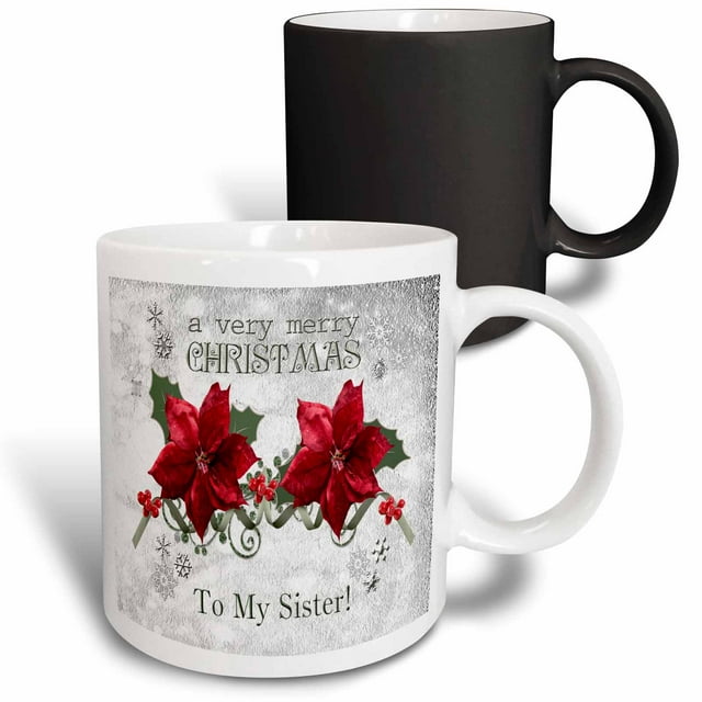 3dRose Berries and Poinsettias, a very merry Christmas, To My Sister ...