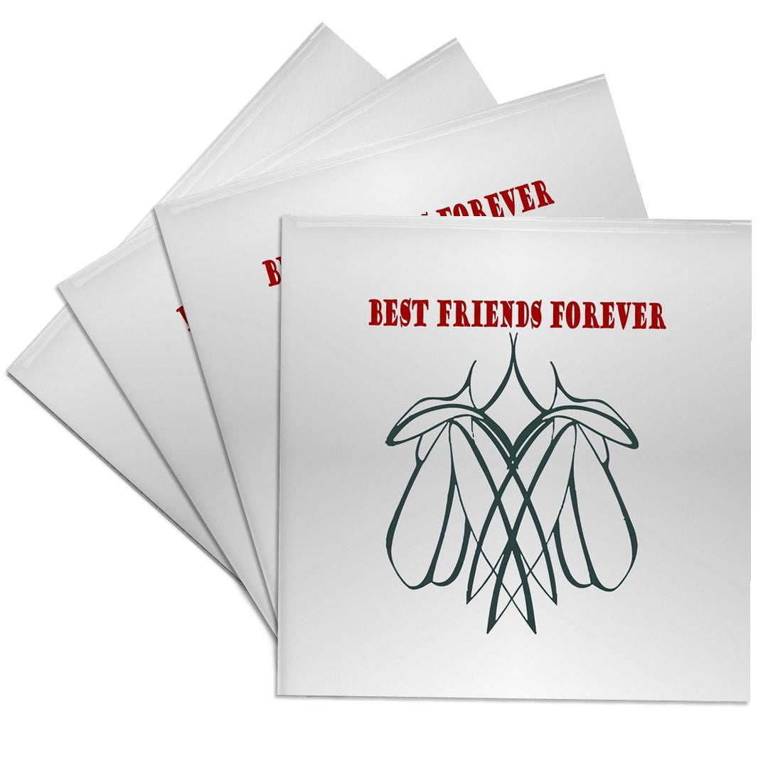 3drose, Best Friends Forever Quote with Line Drawing of Two Women, Set ...